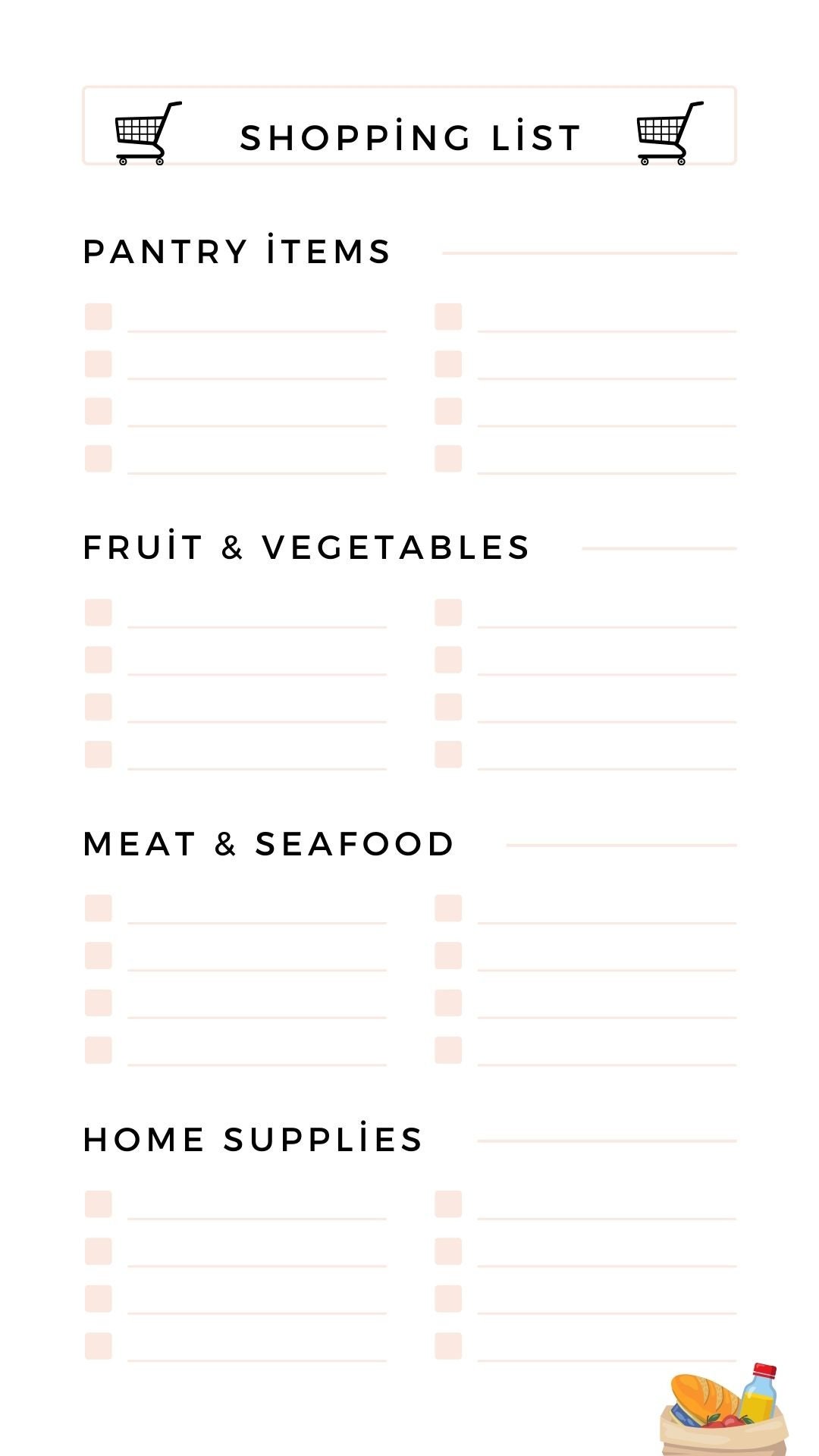 Grocery List Printable Template - Etsy
