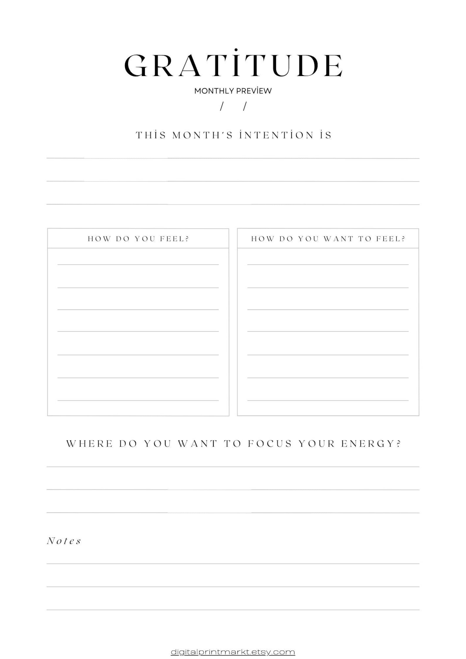 28 Days of Gratitude Printable Template - Etsy