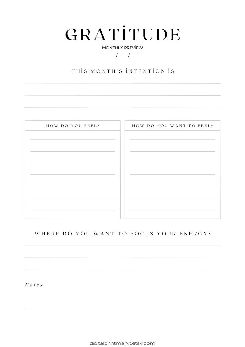 28 Days of Gratitude Printable Template - Etsy