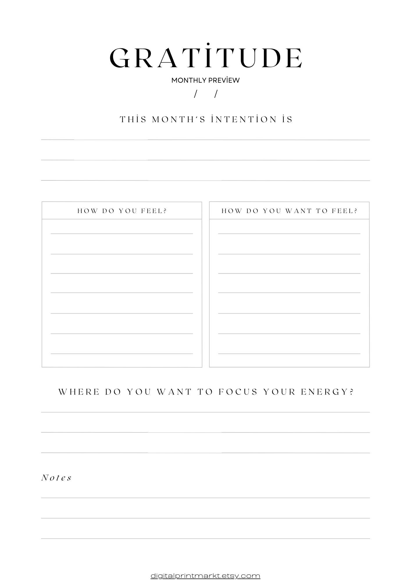 28 Days of Gratitude Printable Template - Etsy