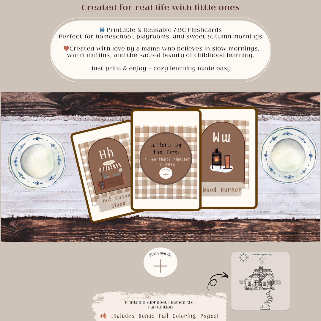 Fall ABC Flashcards: Cottagecore Alphabet Learning (digital Download ...
