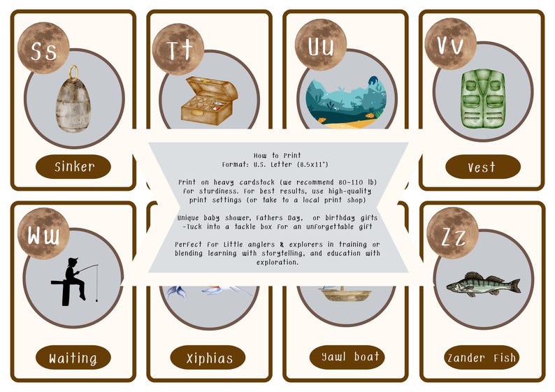 Printable Alphabet Flash Cards - Letters by the Lake | Fishing Nature ...
