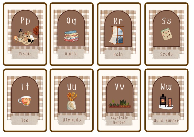 Fall ABC Flashcards: Cottagecore Alphabet Learning (digital Download ...