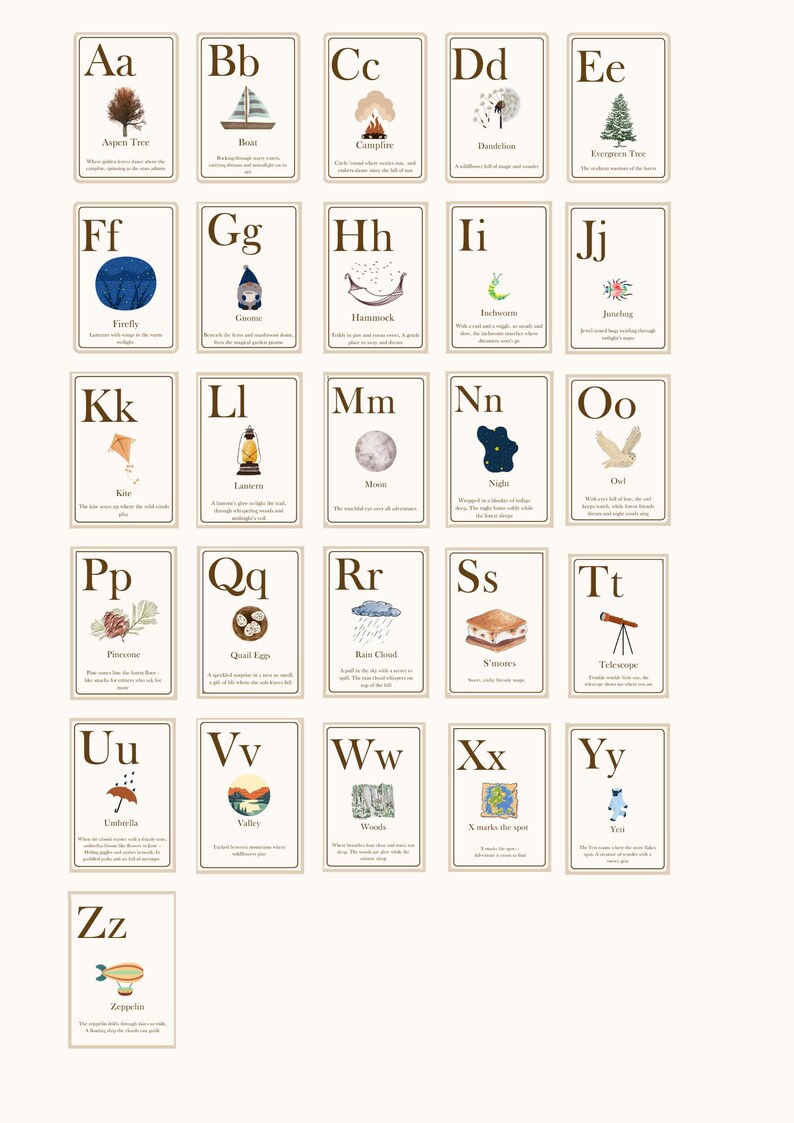 Woodland ABC Flashcards: Nature Inspired Homeschool Learning Resource ...