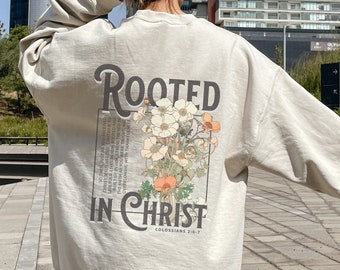 Rooted in Christ Hoodie Christian Sweatshirt Spiritual Sweatshirt Faith ...