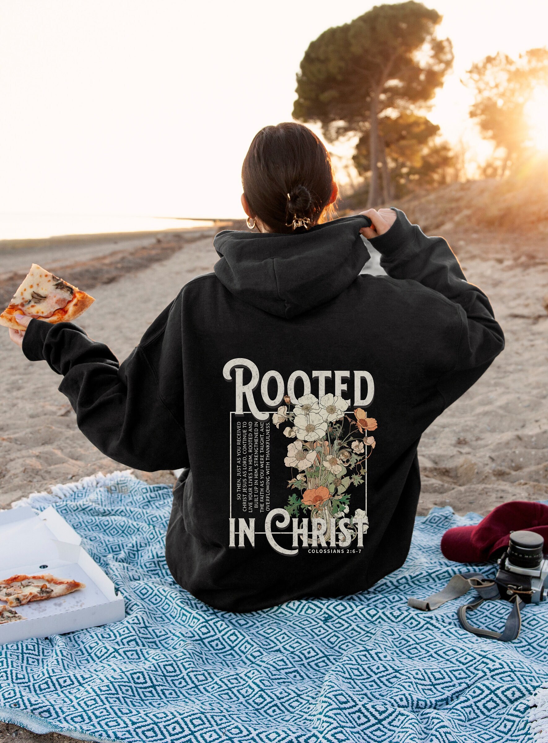 Rooted in Christ Hoodie Christian Sweatshirt Spiritual Sweatshirt Faith ...