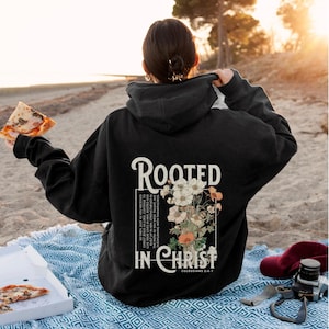 Rooted in Christ Hoodie Christian Sweatshirt Spiritual Sweatshirt Faith ...