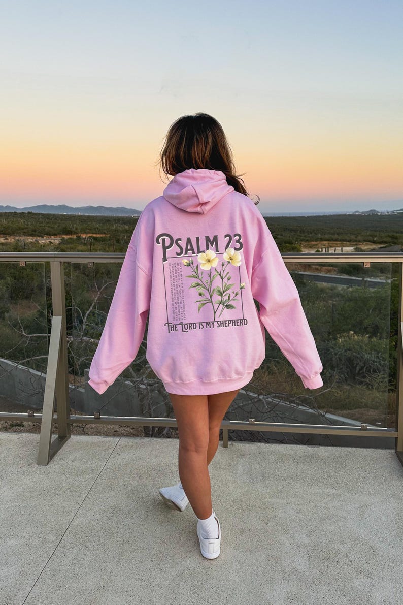 Psalm 23 Lord is My Shepherd Christian Hoodie Floral Christian ...