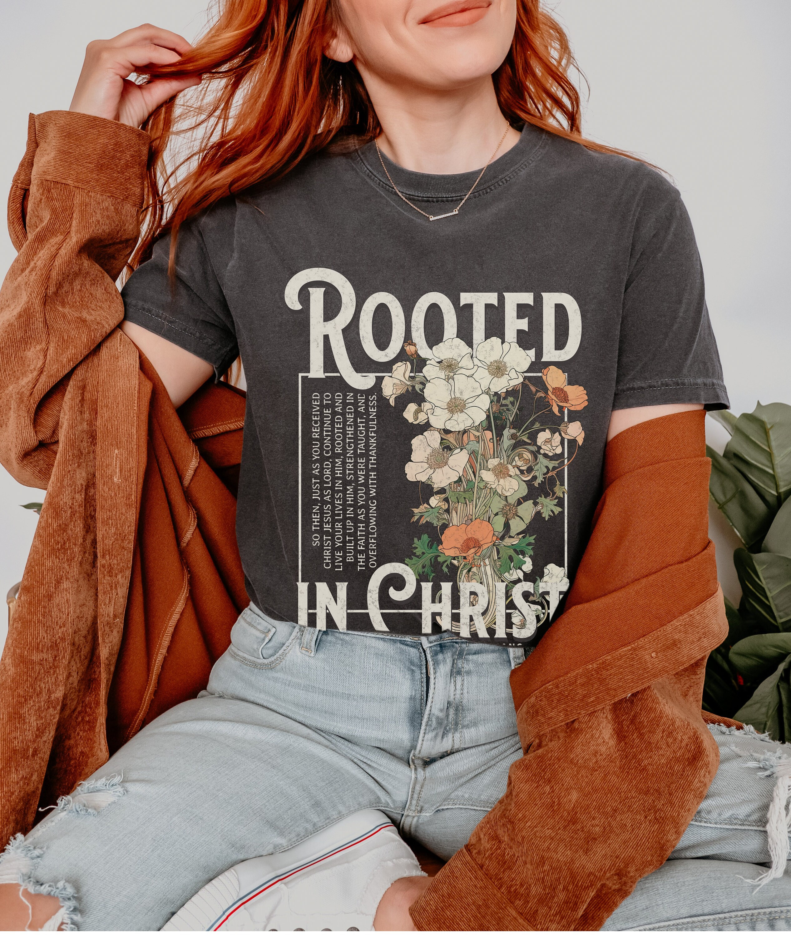 Rooted in Christ Boho Christian Comfort Colors Tshirt Faith Based Shirt ...