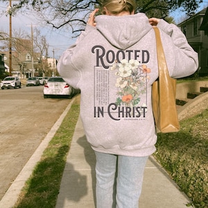 Rooted in Christ Hoodie Christian Sweatshirt Spiritual Sweatshirt Faith ...
