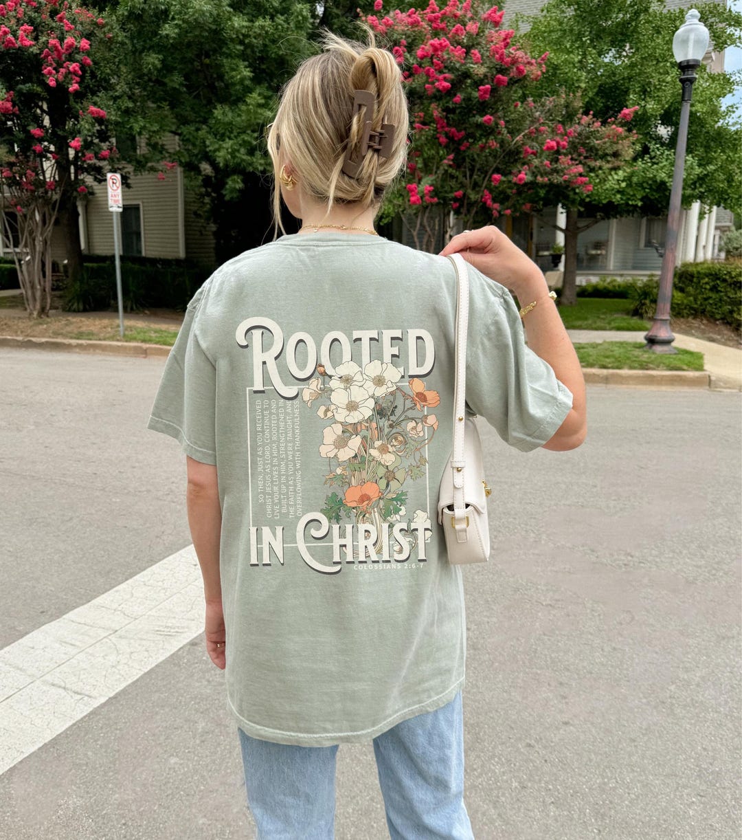 Rooted in Christ Boho Christian Comfort Colors Tshirt Faith Based Shirt ...