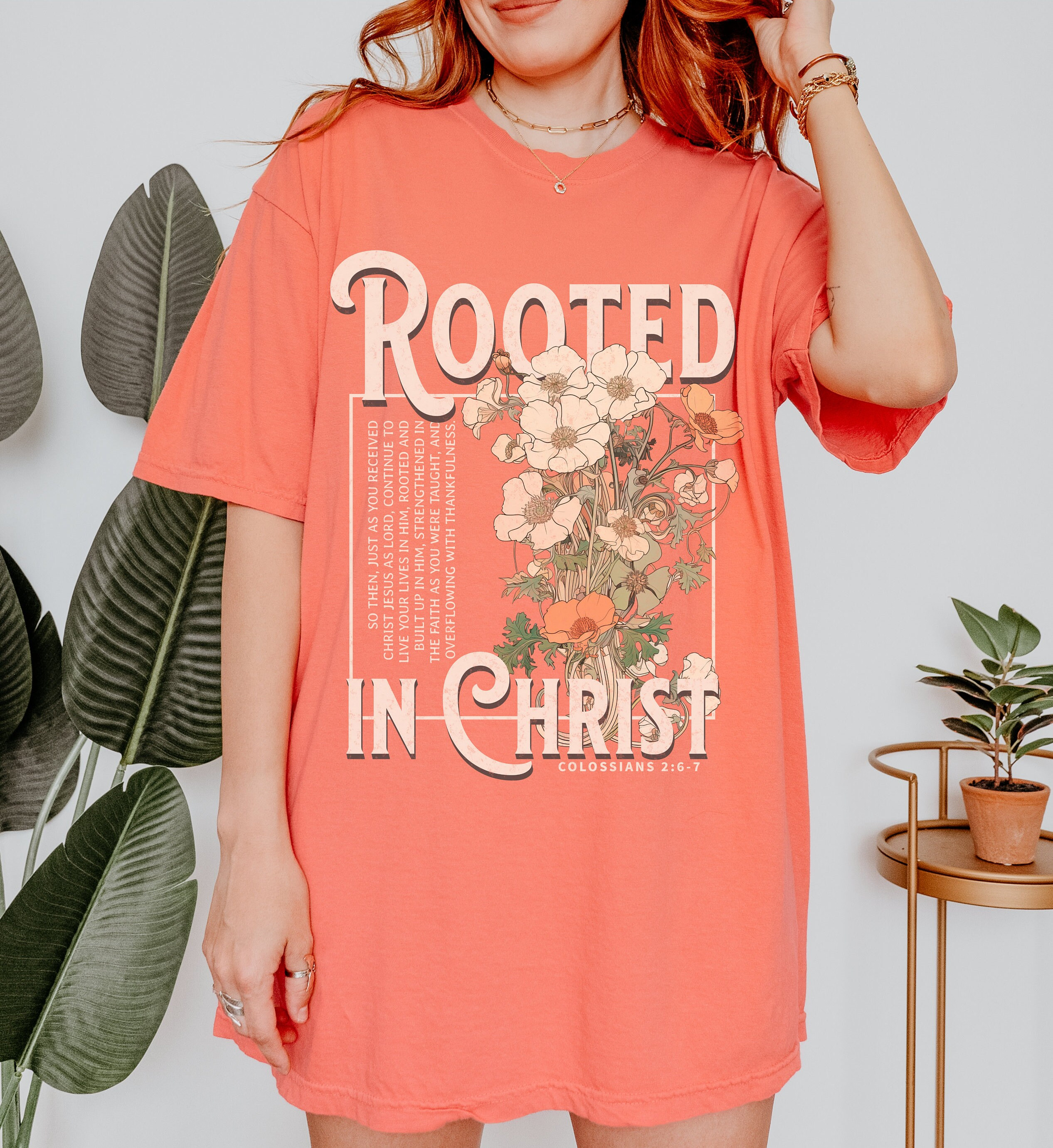 Rooted in Christ Boho Christian Comfort Colors Tshirt Faith Based Shirt ...