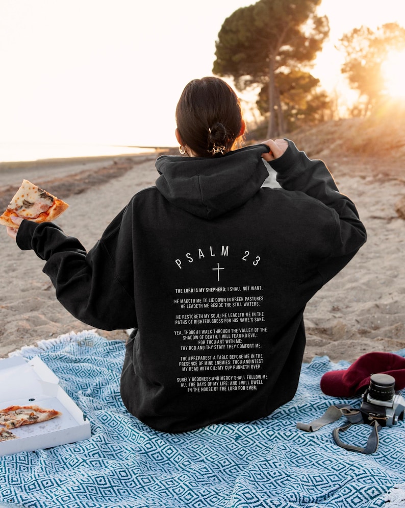 Psalm 23 Christian Hoodie Lord is My Shepherd Spiritual Sweatshirt ...