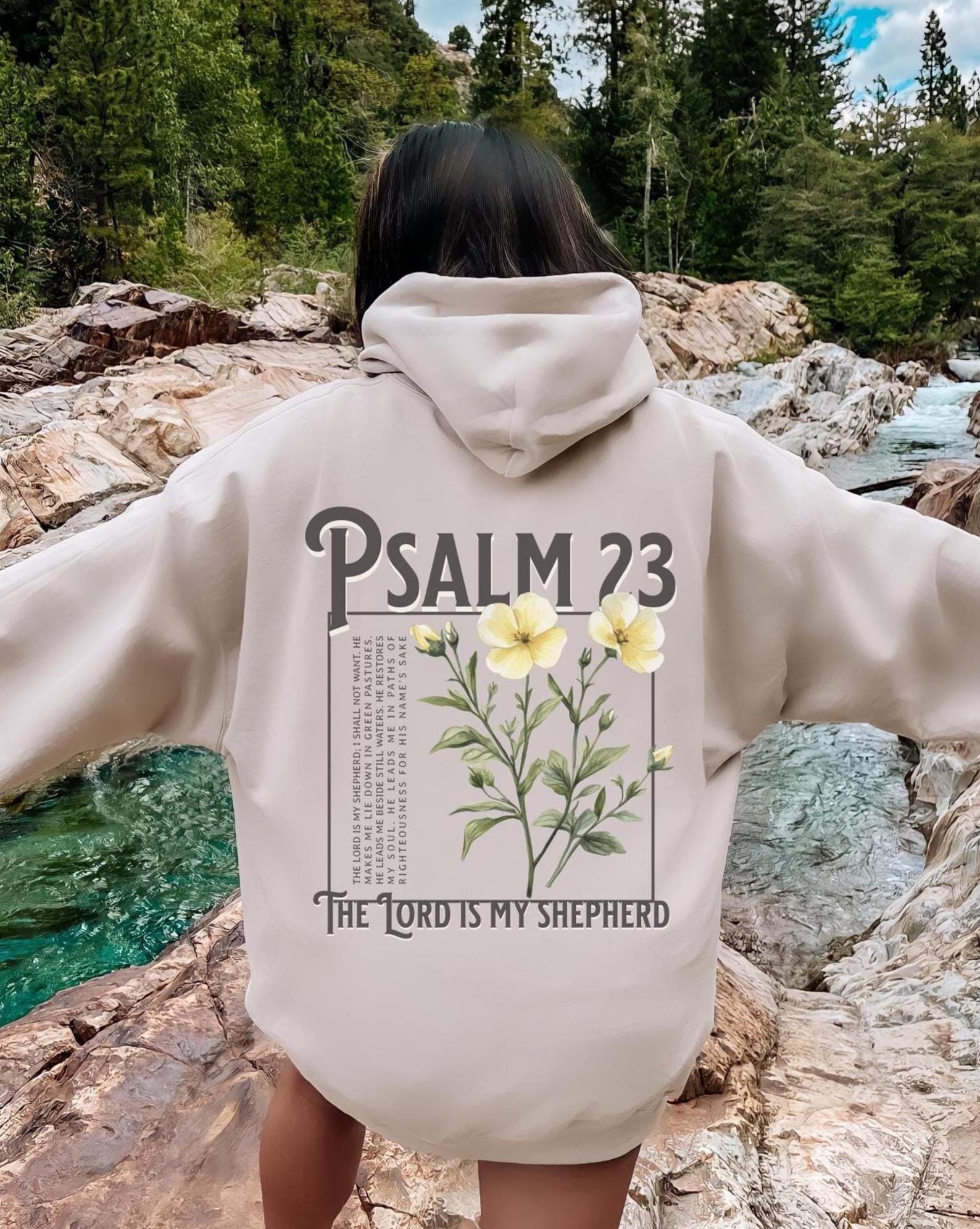 Psalm 23 Lord is My Shepherd Christian Hoodie Floral Christian ...