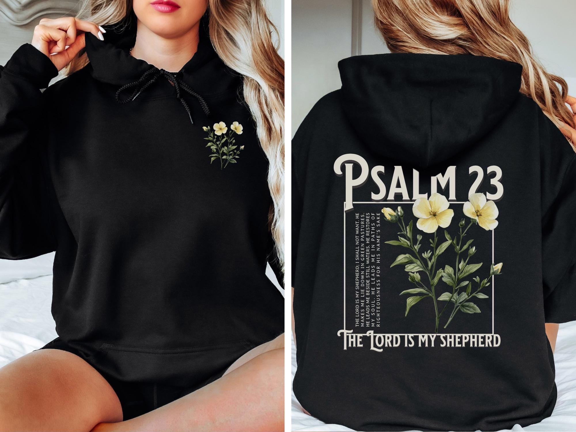Psalm 23 Lord is My Shepherd Christian Hoodie Floral Christian ...