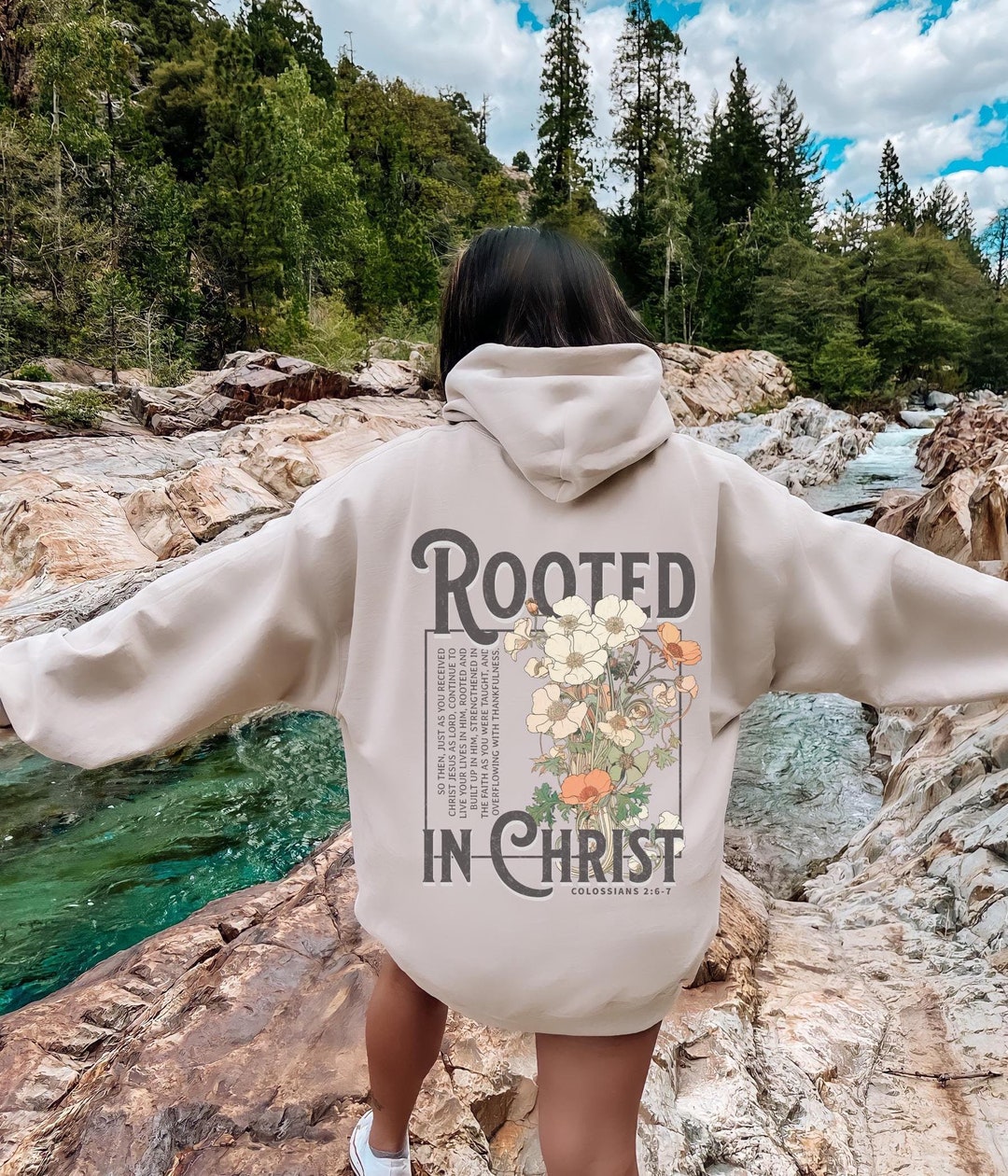 Rooted in Christ Hoodie Christian Sweatshirt Spiritual Sweatshirt Faith ...