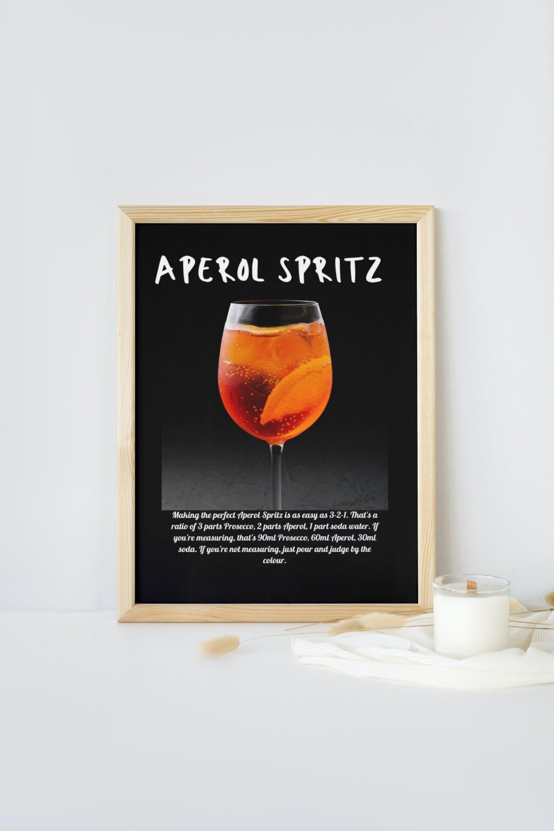 Aperol Spritz Art Print bar Cart Decor Cocktail Poster party Signature ...