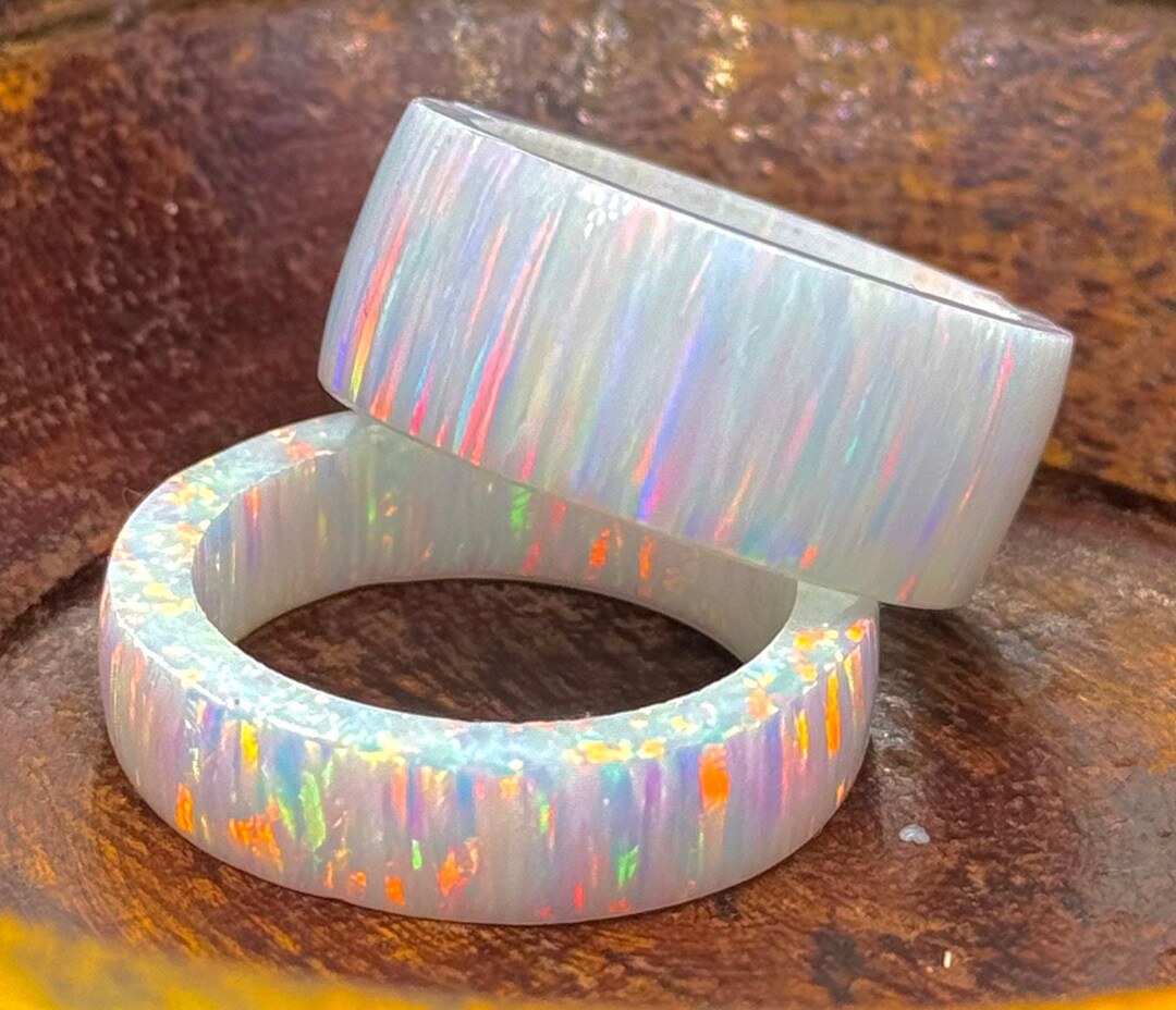 Aaa+solid White Bello Opal Ring, Pure White Opal Band, Bello Opal Ring ...