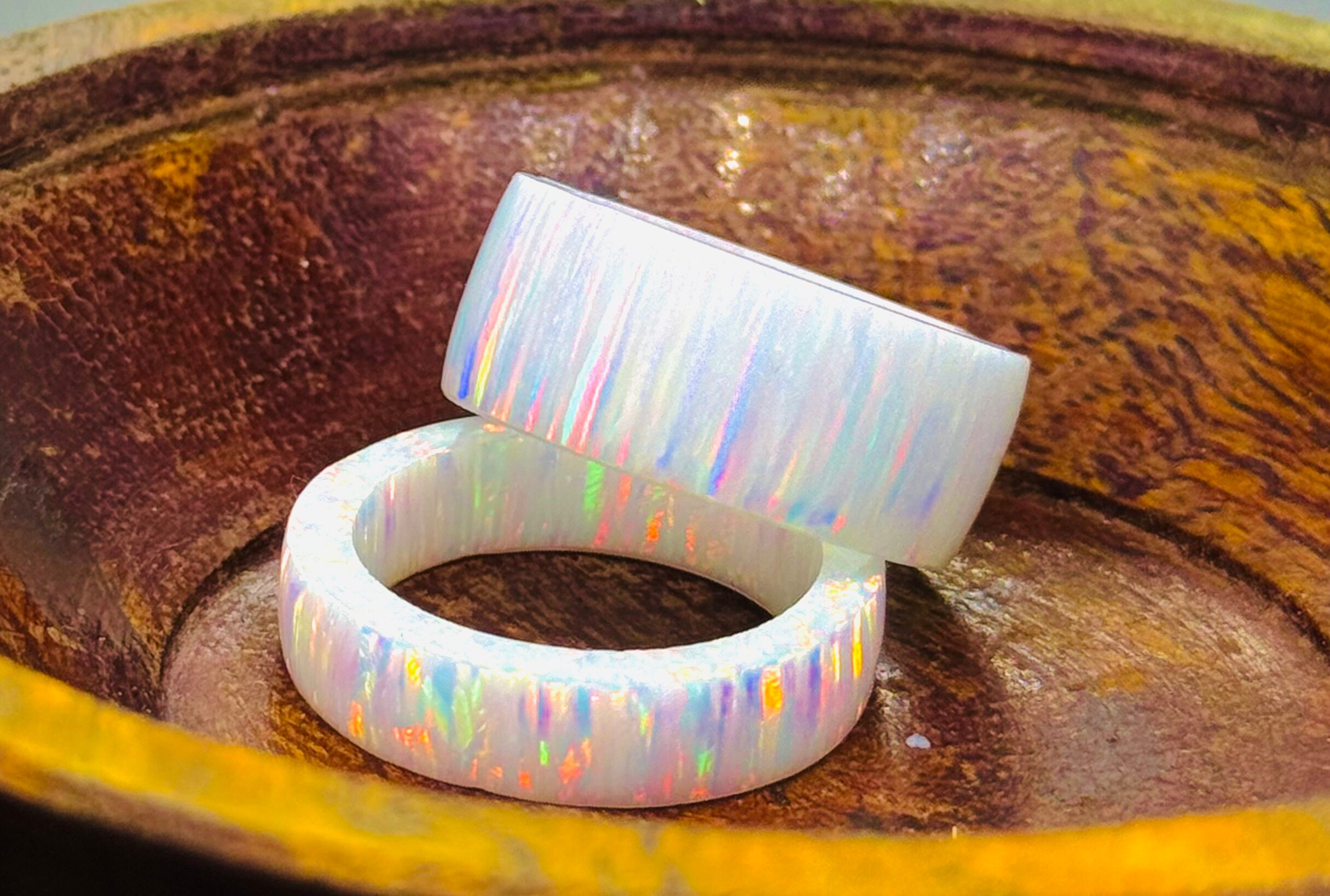 Aaa+solid White Bello Opal Ring, Pure White Opal Band, Bello Opal Ring ...