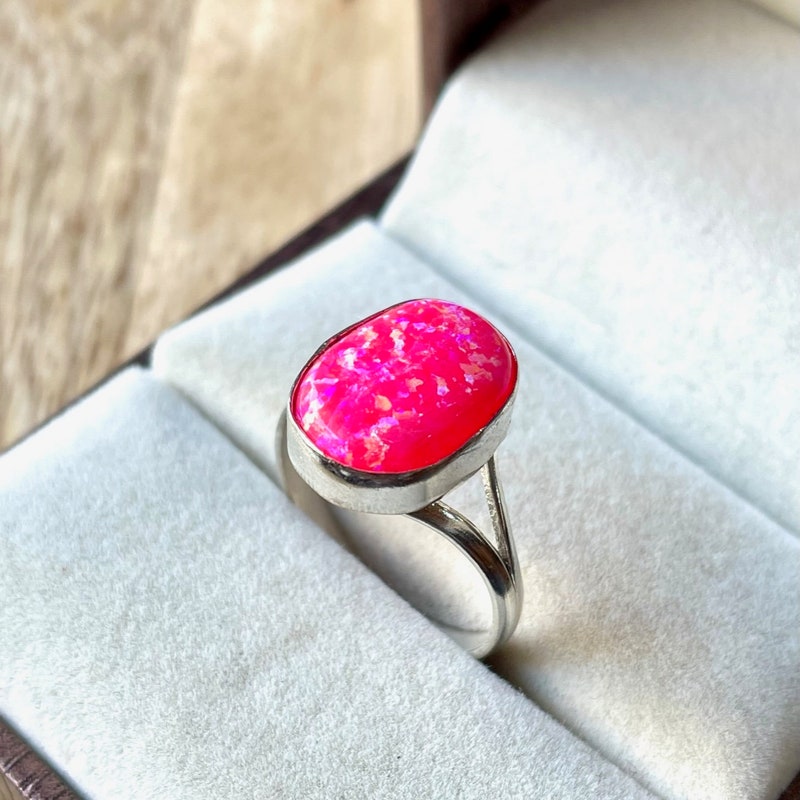 Pink Fire Opal Ring - Etsy