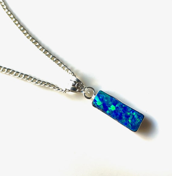 Aaaquality Solid Opal Blue Flame Raw Pendant 925 Sterling Silver Chain Necklace Fire Opal Pendant Raw Solitaire Pendant Opal Necklace Etsy