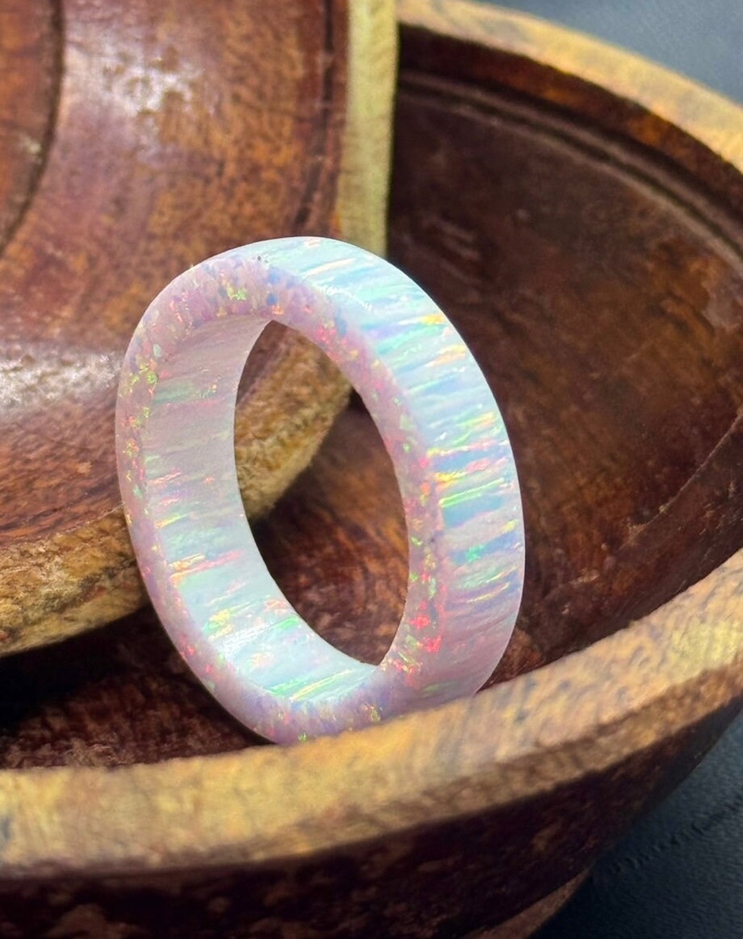 Aaa+solid White Bello Opal Ring, Thin White Opal Band, Opal Ring ...