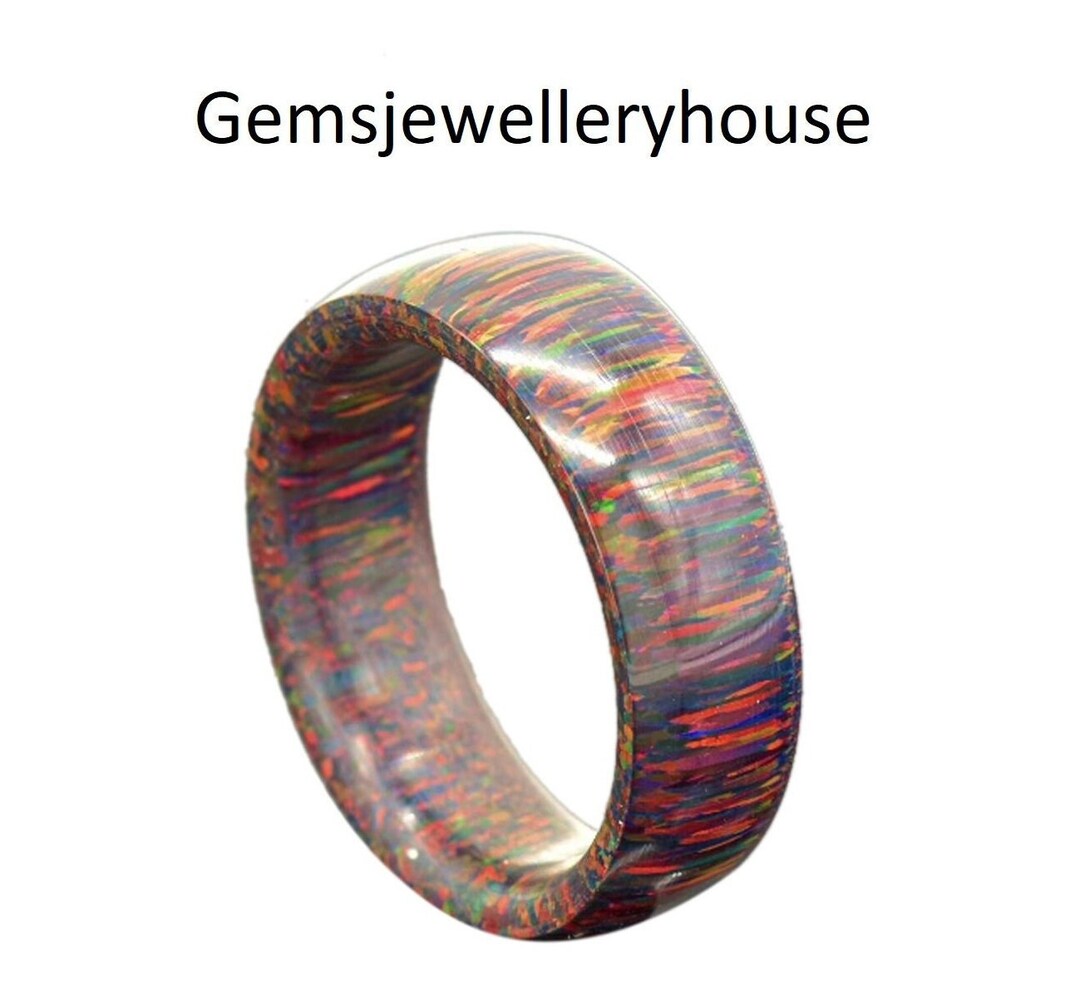 Solid Black Cherry Bello Opal Ring, Opal Band, Bello Opal Ring ...