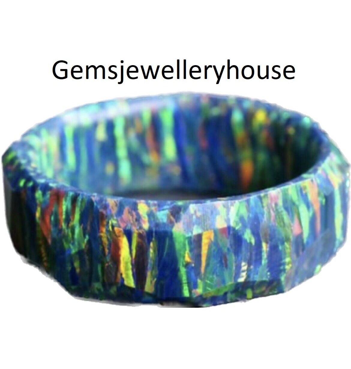 Aaasolid Black Opal Ring, Thin Pure Black Faceted Opal Band, Bello Opal ...