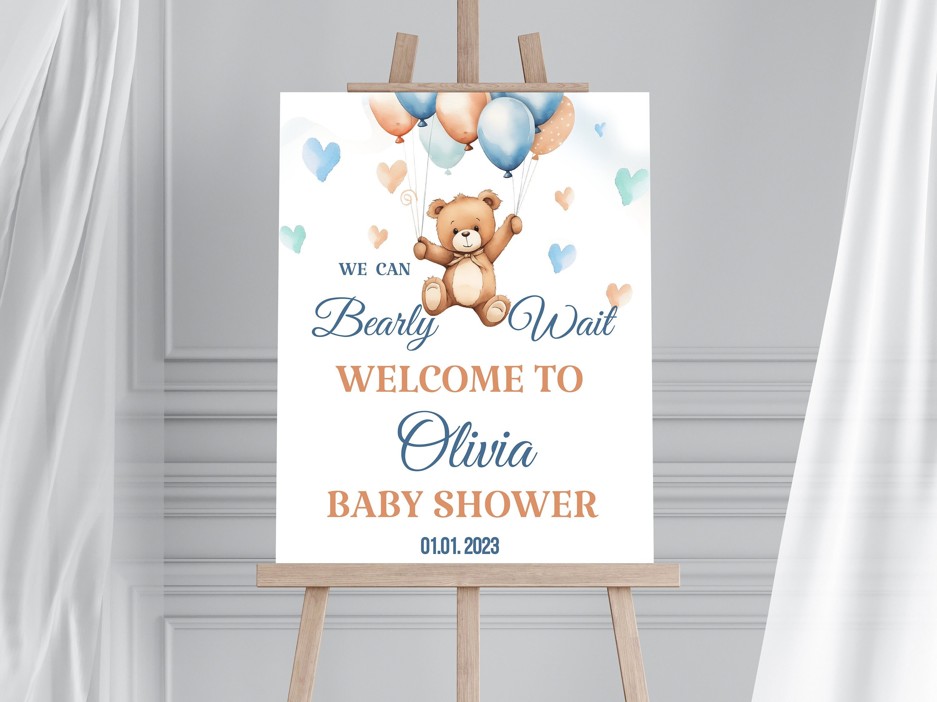 Editable Baby Shower Welcome Sign Poster Decoration, We Can Bearly ...