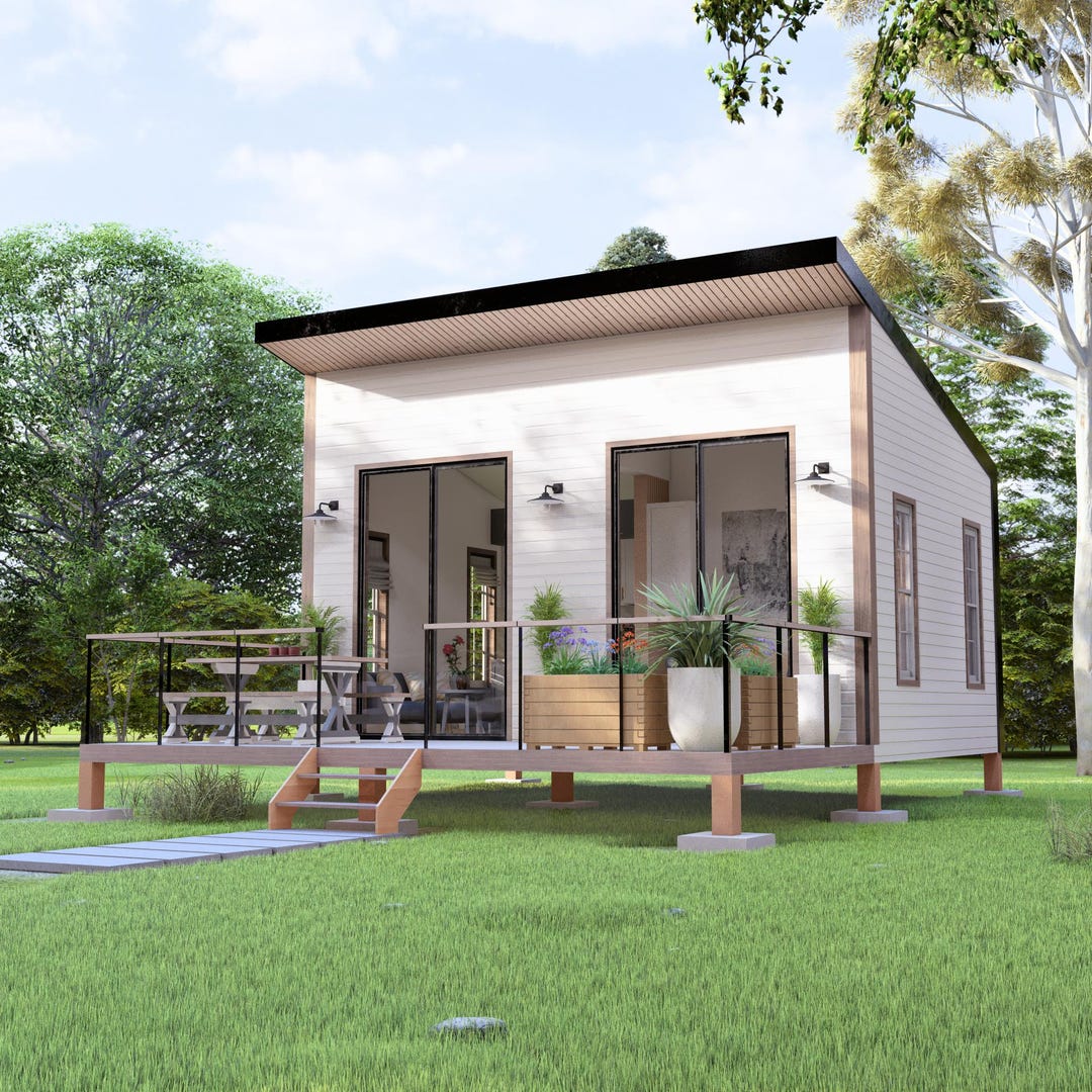 14x20 Tiny House Floorplan | 4x6 Meters Cabin House Plan | 1 Bedroom ...