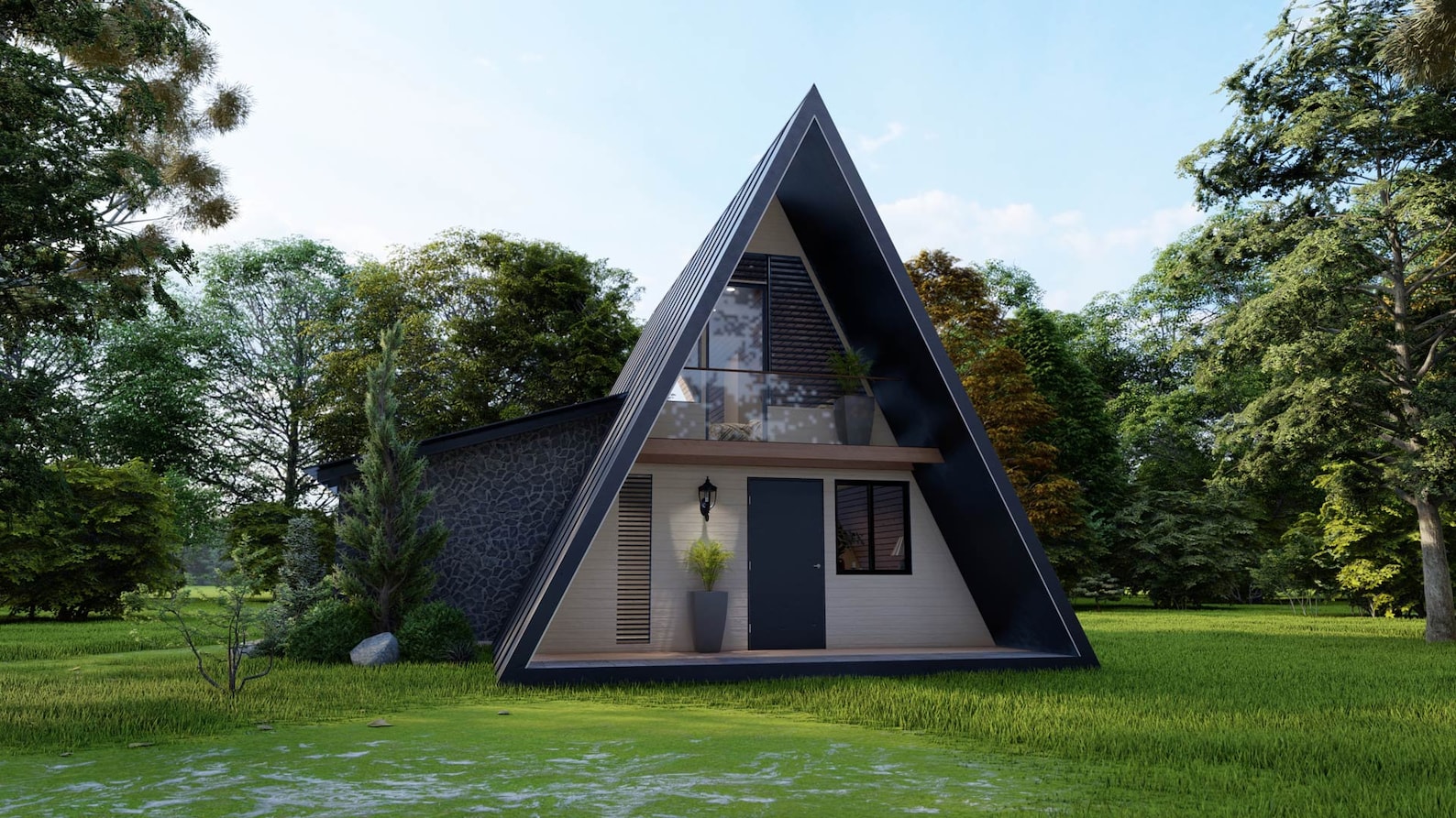 A Frame House Floorplan | 7x8 Meters House Plan | 2 Bedroom House Plan ...