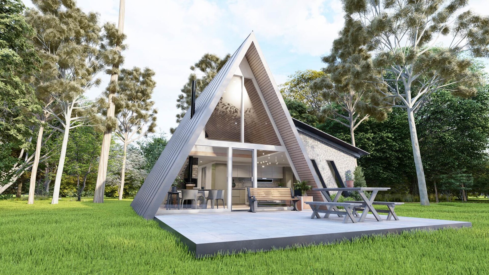 A Frame House Floorplan | 7x8 Meters House Plan | 2 Bedroom House Plan ...