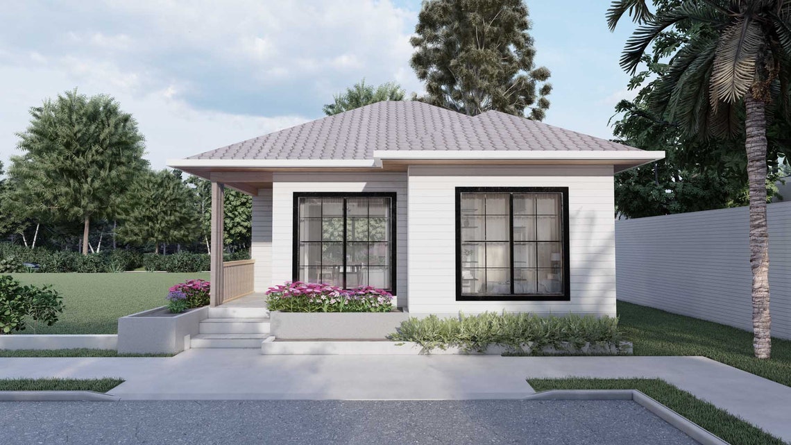 House Floorplan 8x8 Meters House Plan 2 Bedroom Small - Etsy Canada