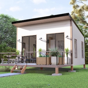 14x20 Tiny House Floorplan | 4x6 Meters Cabin House Plan | 1 Bedroom ...