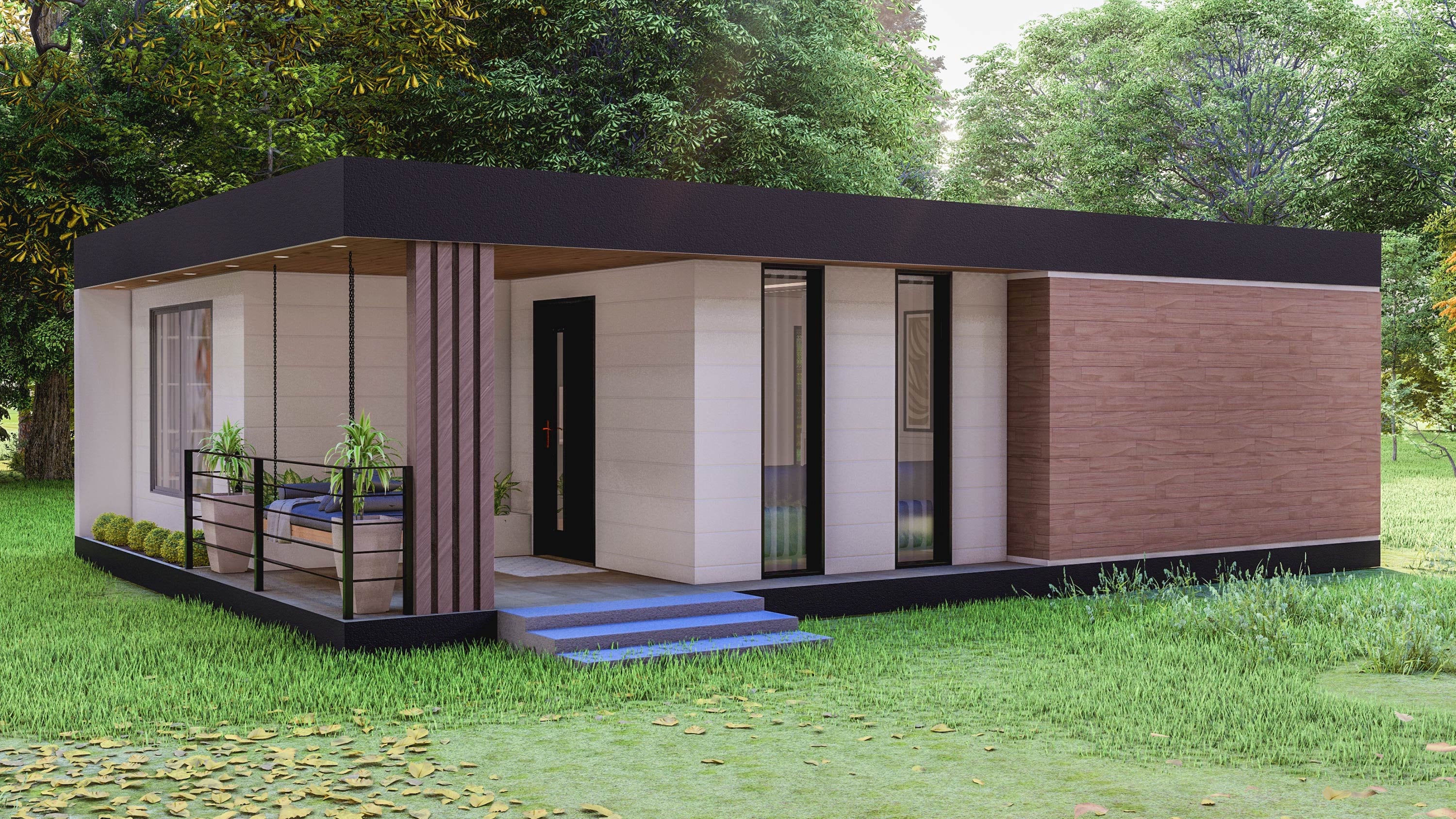 Tiny House Floorplan | 7x9 Meters House Plan | 2 Bedroom Small House ...