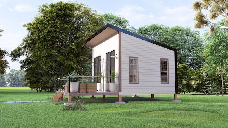 14x20 Tiny House Floorplan | 4x6 Meters Cabin House Plan | 1 Bedroom ...