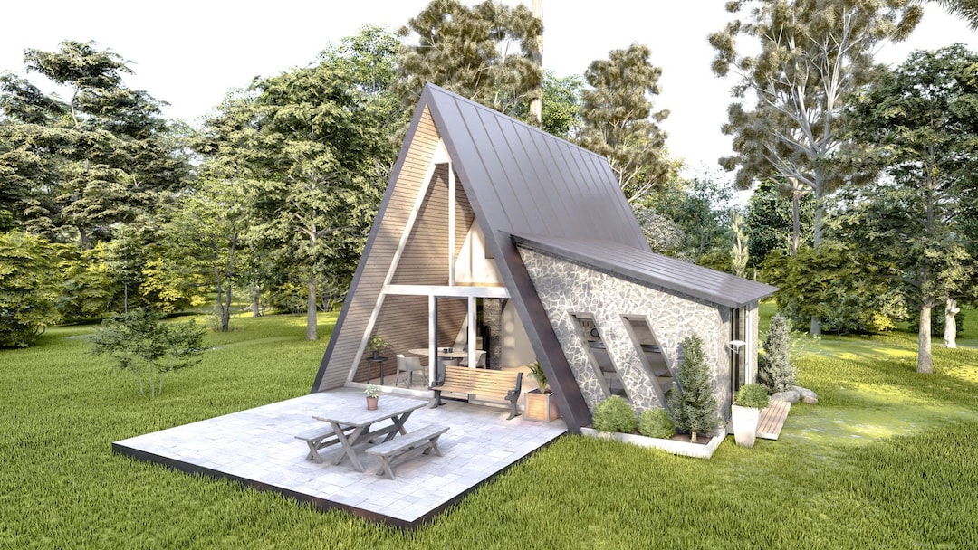 A Frame House Floorplan | 7x8 Meters House Plan | 2 Bedroom House Plan ...