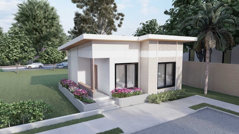 House Floorplan 8x8 Meters House Plan 2 Bedroom Small House Plan 1 ...