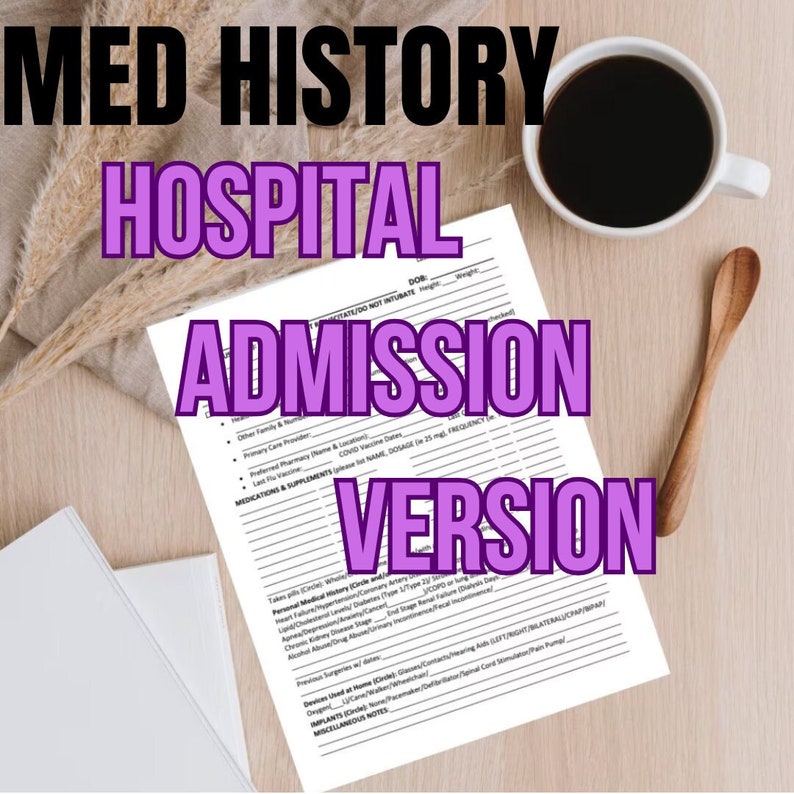 Medical History and Medications for Hospital Admissions - Etsy