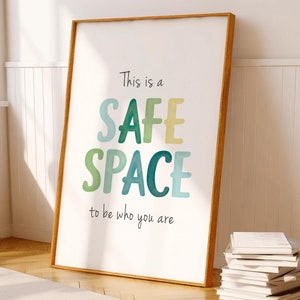 This is A Safe Space Sign, Mental Health, Therapy Office Decor, School ...