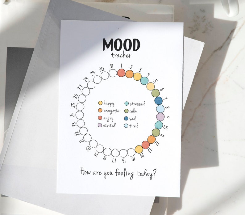 Mood Tracker, School Counselor Worksheet, Feelings Chart, Mental Health ...