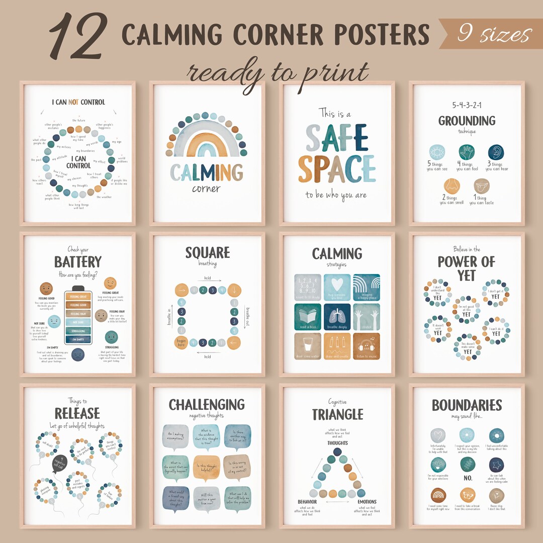 12 Calming Corner Posters, School Counseling, Counselor Office Decor ...