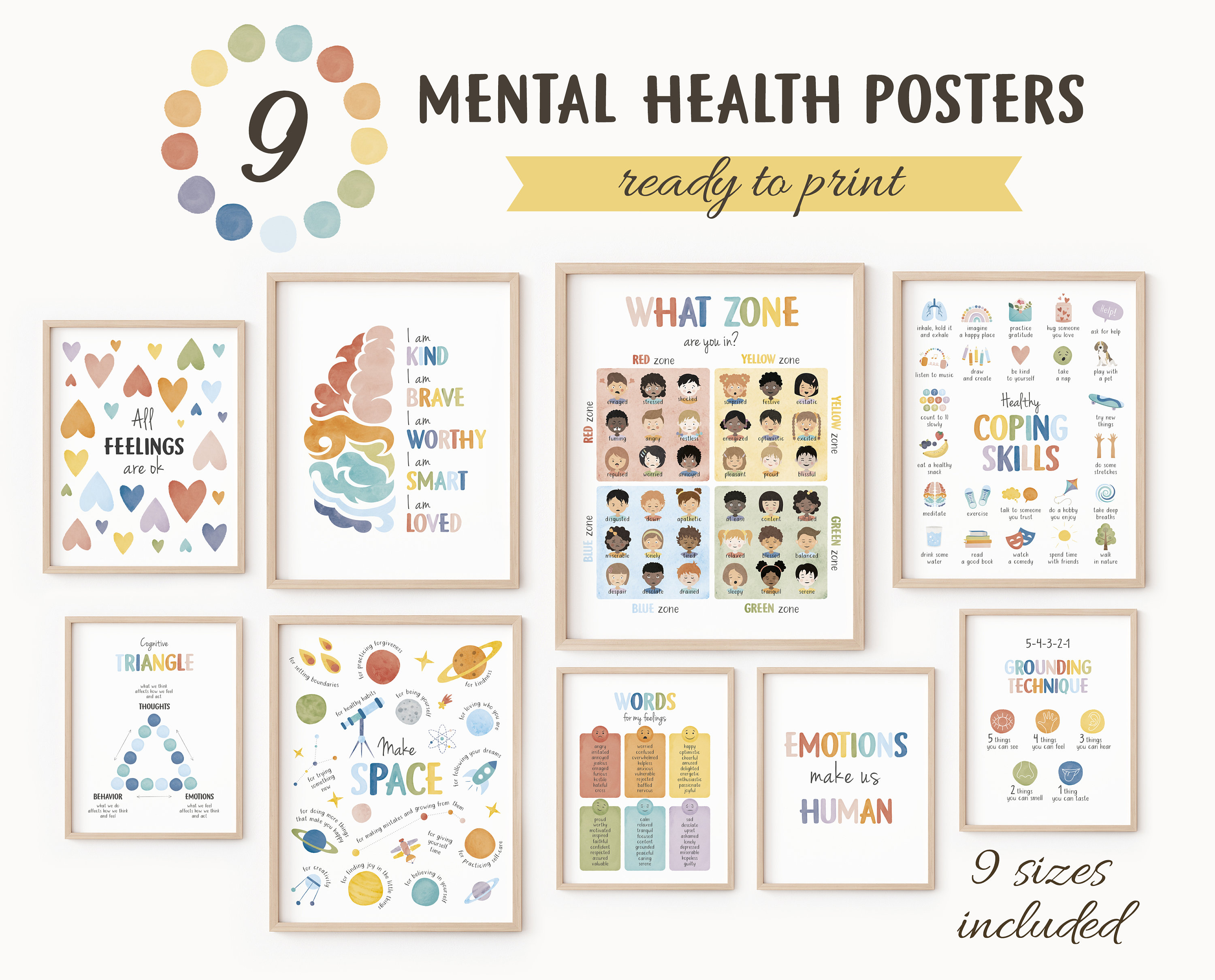 Anxiety Coping Skills Bundle, Therapy Office Decor, Anxiety Relief ...