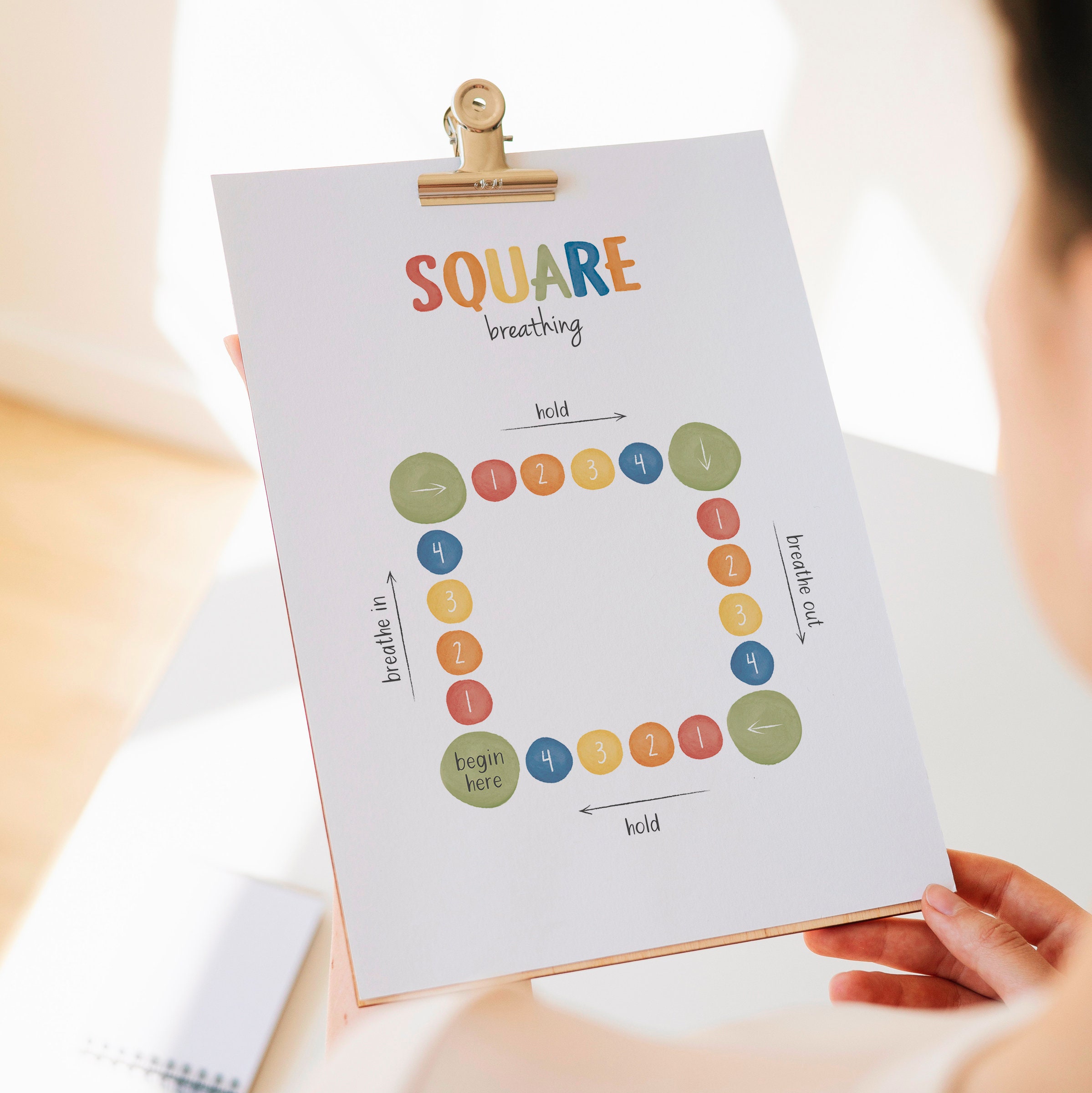 Square Breathing Poster, Grounding Technique, Calming Corner ...