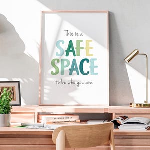 This is A Safe Space Sign, Mental Health, Therapy Office Decor, School ...