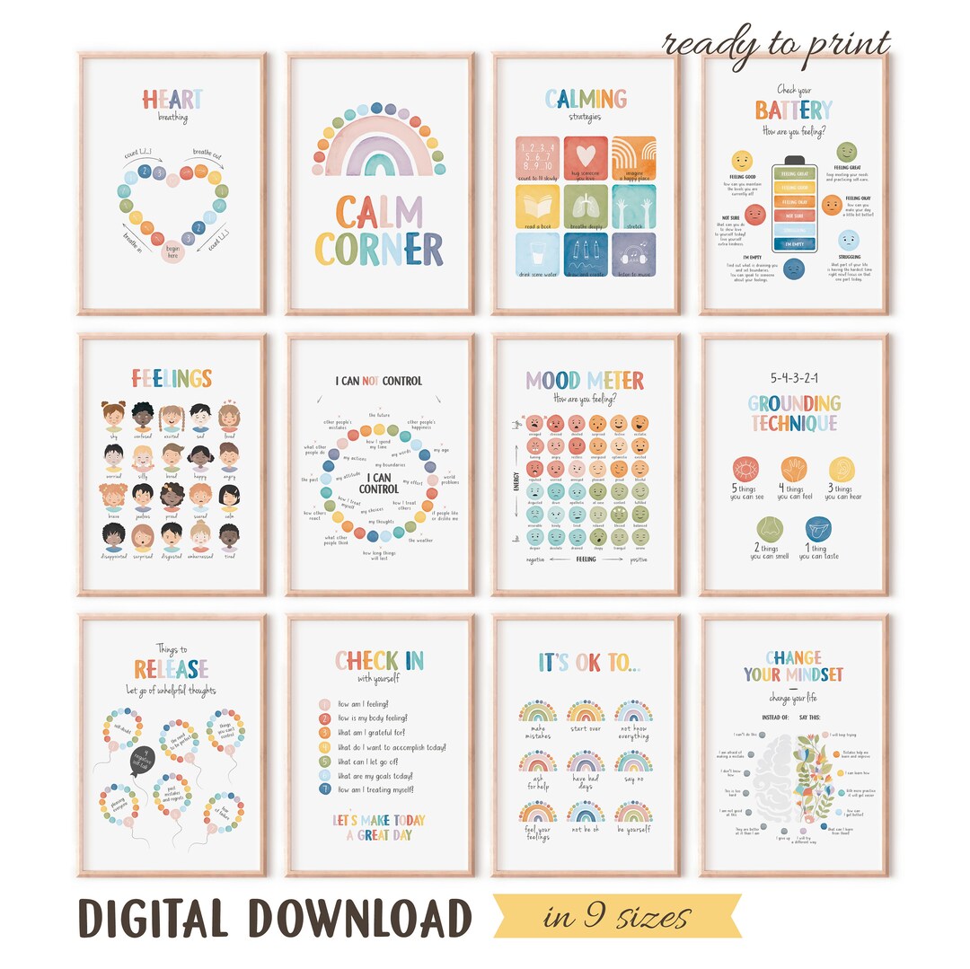 12 Calming Corner Posters, School Counseling, Counselor Office Decor ...