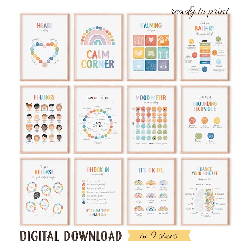 12 Calming Corner Posters, School Counseling, Counselor Office Decor ...