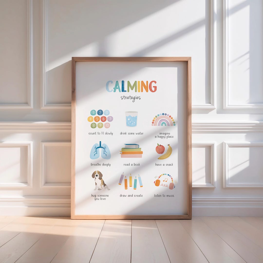 Calming Strategies Poster for Kids, Therapy Office Wall Art, Calm Down ...