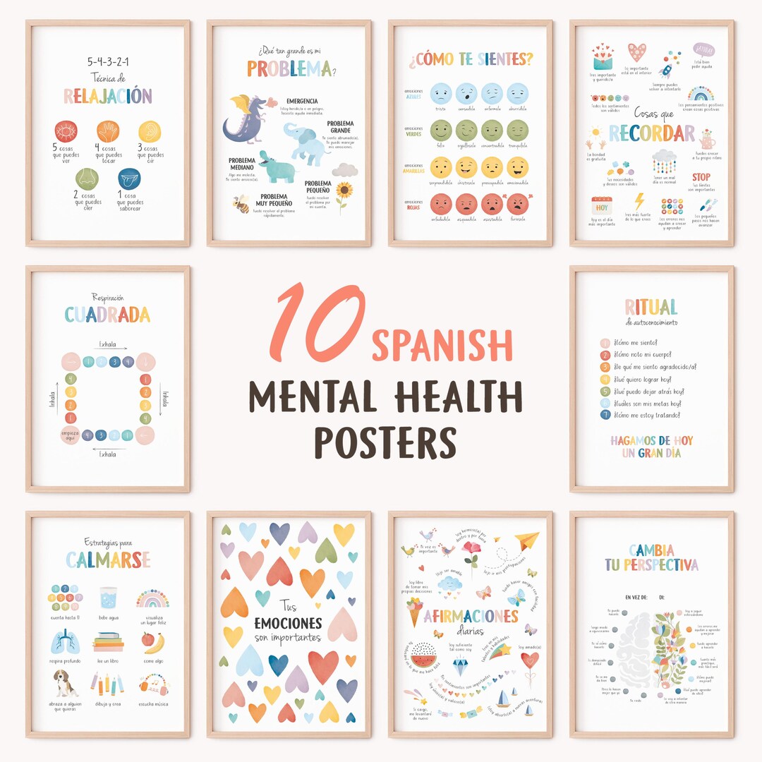 Spanish Therapy Posters Bundle, Growth Mindset Affirmations, Mental ...