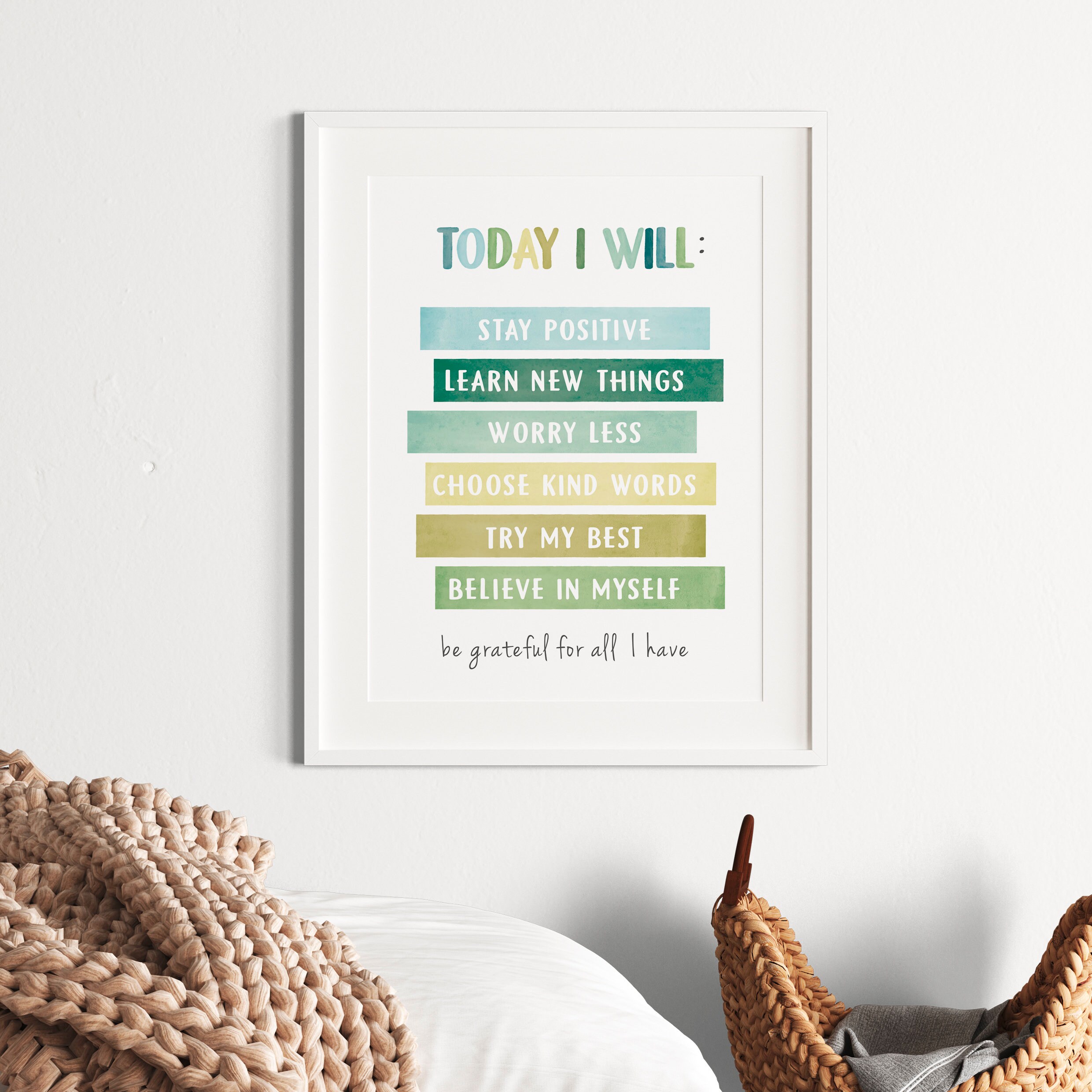 Today I Will Poster, Therapy Office Decor, Positive Affirmations ...
